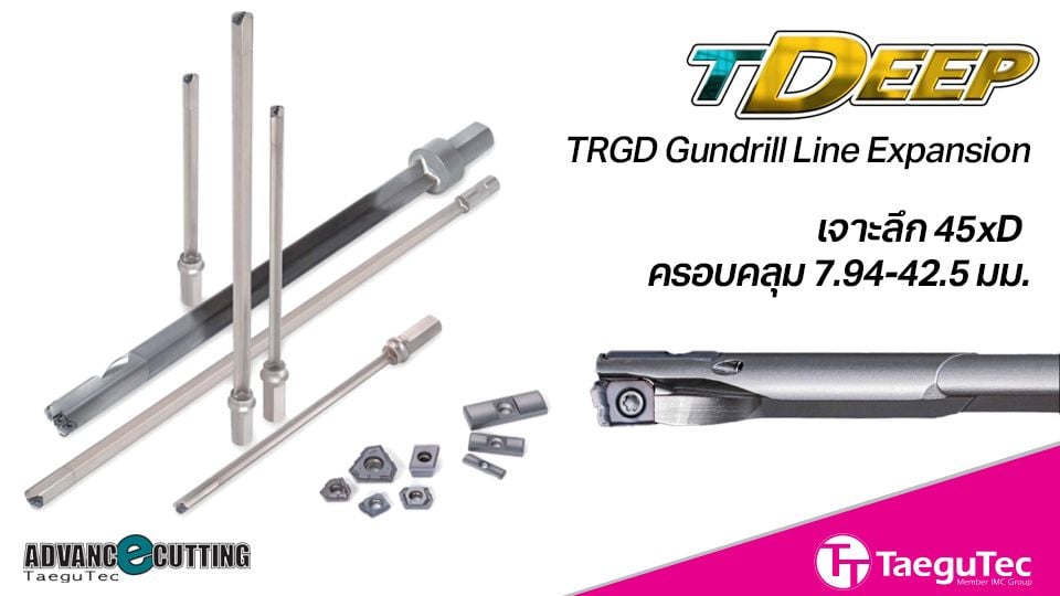 TRGD Gundrill เจาะลึก 45xD จาก TaeguTec – ครอบคลุม 7.94-42.5 มม. พร้อม ...